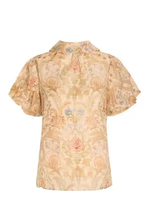 ZIMMERMANN Zimmermann Valiant Bubble Printed Linen And Silk-Blend Blouse