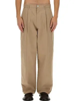 Moschino Wide-fit Cotton-blend Trousers - Beige