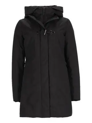 FAY Hooded Toggle-front Mid-length Coat - Black
