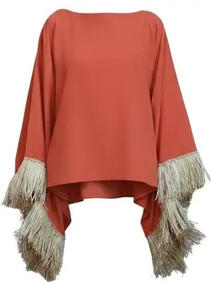 FLAUNT ARCHIVE Flaunt Archive Dalila Cape With Raffia Fringe