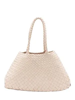 Dragon Diffusion Dragon Diffusion 23cm Leather Tote Bag With Double Top Handles Bianco