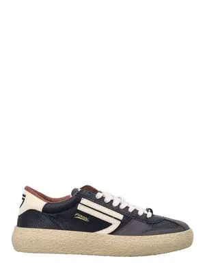 PURAAI Distressed Vegan Leather And Microsuede Lace-up Sneakers - Nero