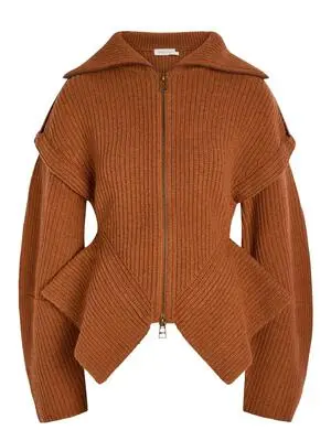 Zimmermann Valiant Sculpted Wool-blend Cardigan - Rust