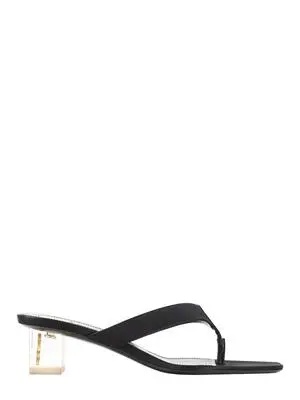 Saint Laurent Leather Thong Sandals With Satin Accents - Black