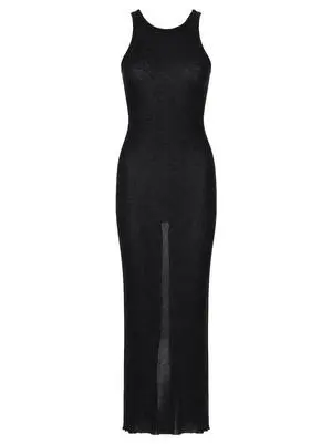 Rick Owens Sleeveless Ribbed Knit Maxi Dress - Black