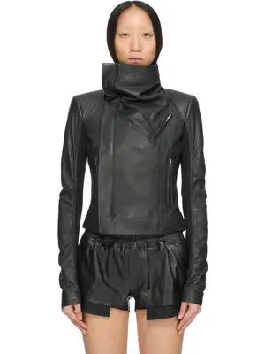 Rick Owens Double-breasted Lamb Leather Jacket - Nero