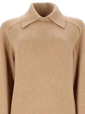 Khaite Wool-cashmere Knit Polo Sweater - Beige