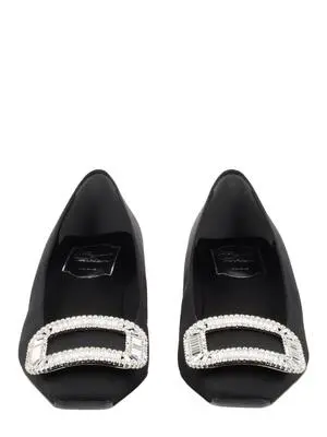 ROGER VIVIER ROGER VIVIER Crystal Buckle Pointed-Toe Flats Black