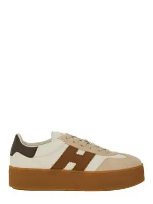 HOGAN HOGAN Paneled Leather And Suede Platform Sneakers