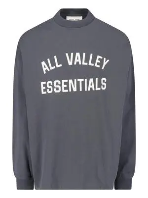 Fear Of God Graphic Mock Neck Long Sleeve Shirt - Grey