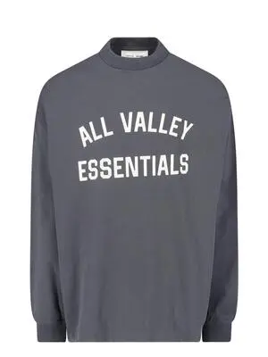 Fear Of God Graphic Mock Neck Long Sleeve Shirt - Grey