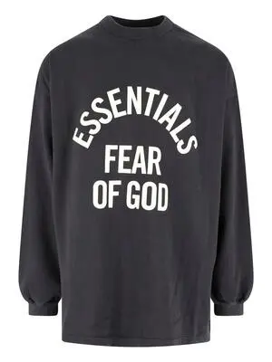 Fear Of God Graphic Mock Neck Long Sleeve T-shirt - Black