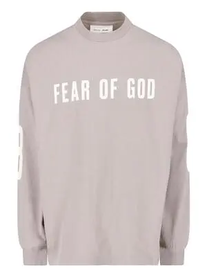 Fear Of God Logo Long Sleeve T-shirt - Grey