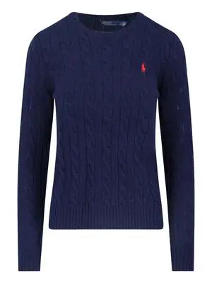 Ralph Lauren Wool-cashmere Cable Knit Crewneck Sweater - Navy