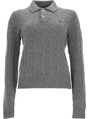 POLO RALPH LAUREN POLO RALPH LAUREN Women's Cable-Knit Wool Cashmere Blend Polo Sweater