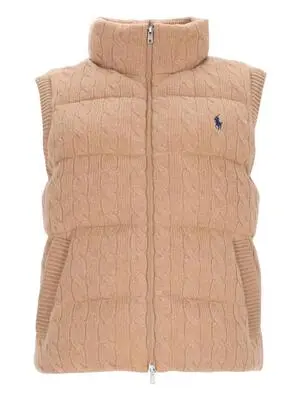 Polo Ralph Lauren Quilted Cable-knit Puffer Vest - Beige