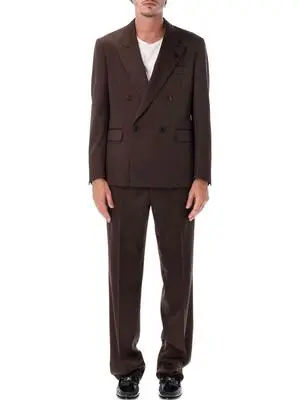 LARDINI Double-breasted Wool Suit - Marrone