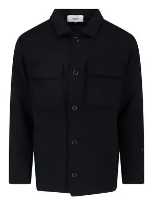 LARDINI Wool Overshirt Jacket - Black