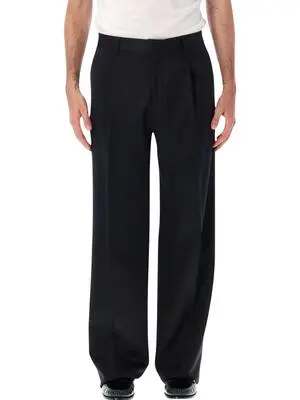 LARDINI Pleated Wool Gabardine Trousers - Nero