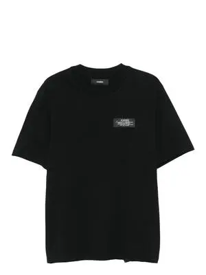 Amiri Crewneck T-shirt With Front Logo Label And Back Print - Nero