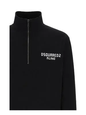 Dsquared2 Half-zip Mock Neck Sweatshirt - Black