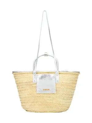 Jacquemus Le Panier Raffia Tote Bag With Silver Rope Handles - Yellow