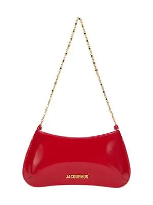 Jacquemus Jacquemus Glossy Calfskin Shoulder Bag With Chain Strap Red
