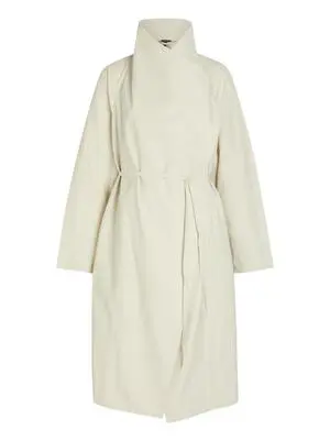 Eileen Fisher Belted Cotton-blend Poplin Coat - Light Grey