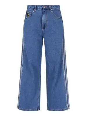 Adidas Wide-leg Denim Jeans With Logo Detail - Blue