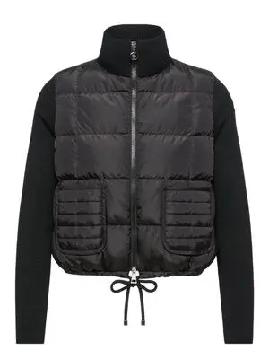 Moncler Merino Wool And Down-filled Nylon Zip-up Jacket With Drawstring Hem - Nero