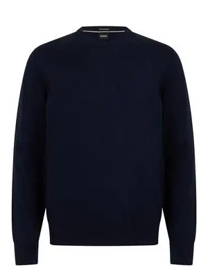 BOSS 100% Virgin Wool Crew Neck Sweater - Blue