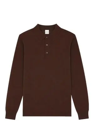 Aspesi Virgin Wool Long Sleeve Polo Sweater - Brown