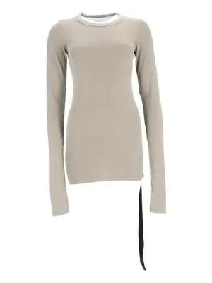 Rick Owens RICK OWENS DRKSHDW Long-Sleeve Fitted Top With Side Slit Grey