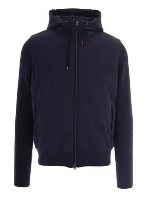Herno Zip-front Hooded Knit Jacket - Blunavy