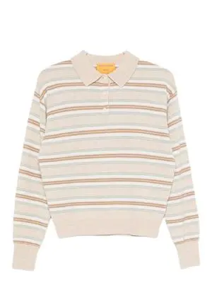 Guest In Residence Striped Cashmere Polo Shirt - Beige