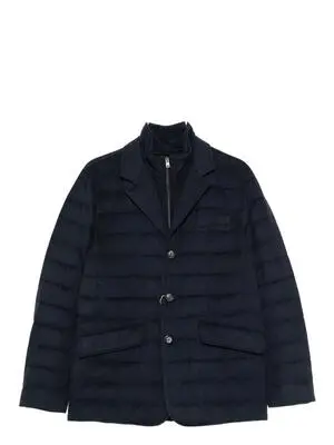 Herno Navy Padded Jacket With Notched Lapel - Blue