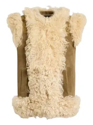 Etro Shearling Wool Vest - Beige