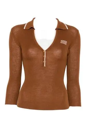 ELISABETTA FRANCHI Elisabetta Franchi Ribbed Knit Polo Shirt With Contrast Trim