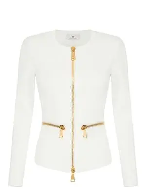Elisabetta Franchi Zipped Cardigan - White