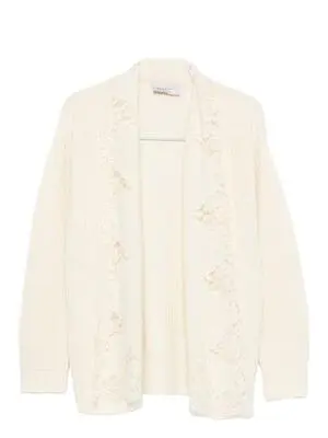 Ermanno Scervino ERMANNO Lace-Trim Cotton Cardigan White