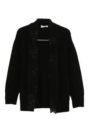 Ermanno Scervino ERMANNO Cotton Cardigan With Lace Trim Black