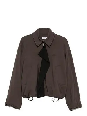Loewe Wool Blend Jacket With Embroidered Logo - Brown