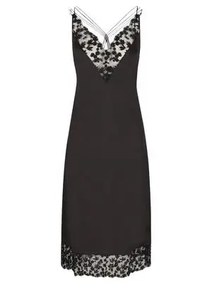 Fendi Fendi Lace-Detail Silk Long Dress Black