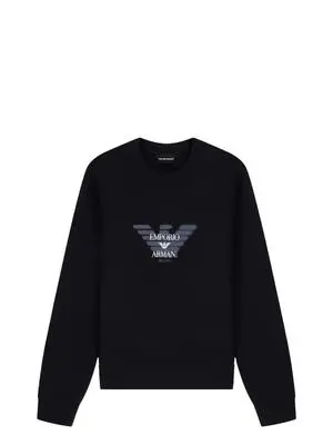 Emporio Armani Double Jersey Sweatshirt With Logo - Black