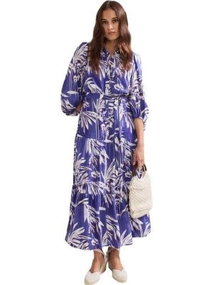 PHASE EIGHT Coralie Print Shirt Midaxi Dress - Blue