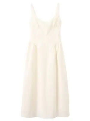 MANGO MANGO Ruched Bust Drop Waist A-Line Midi Dress