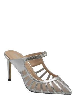 Charles By Charles David Mesh Mule With Crystal Embellished Strap - Silver