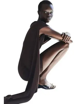 H&M Cape-detail Draped Dress - Dark Brown