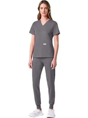 JAANUU Ultrasoft Essential Comfort 6-pocket Scrub Set - Gray