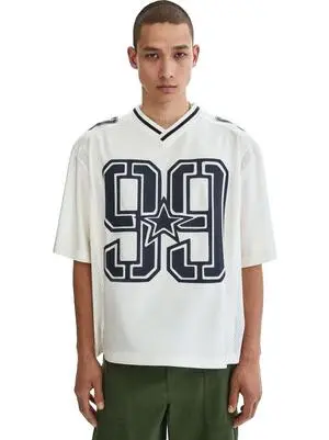 H&M Loose Fit Printed Mesh T-shirt - White/99